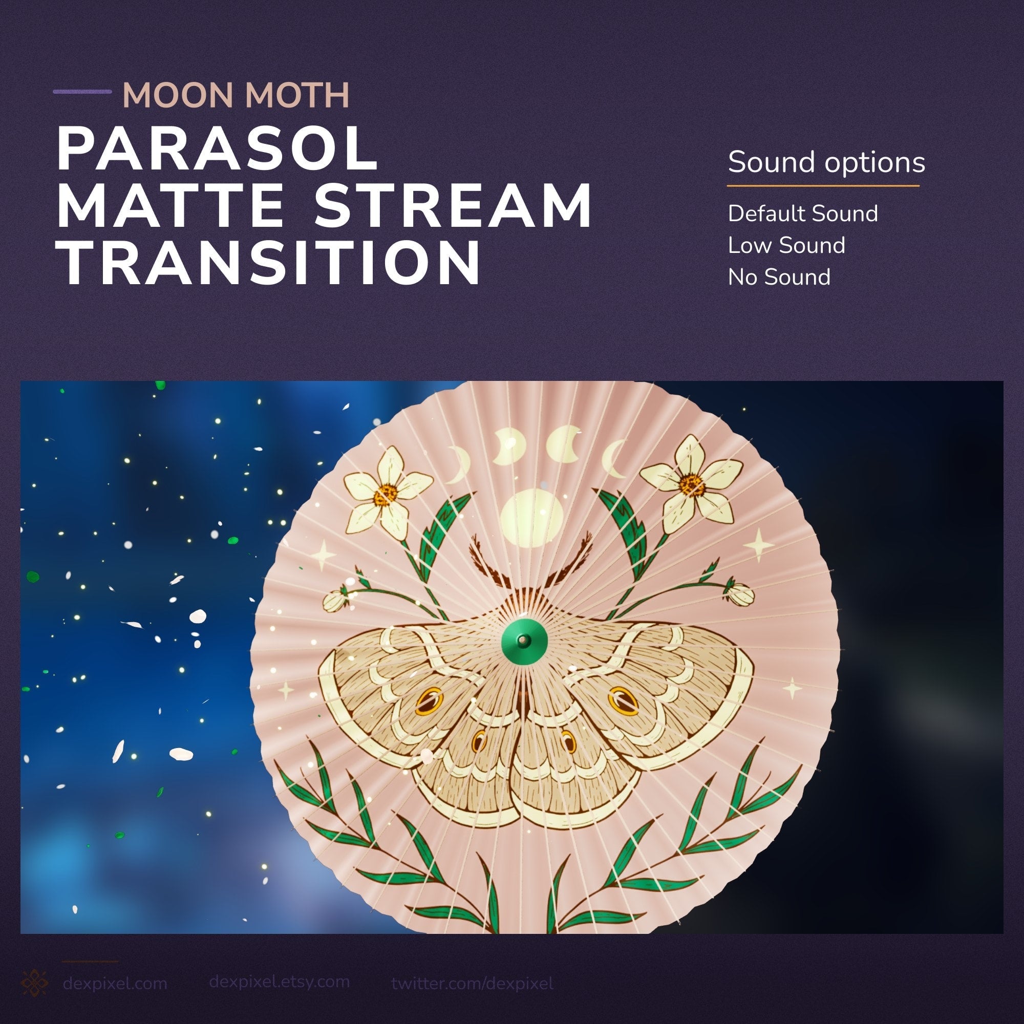Moon Moth Matte Stream Transition for OBS & VTubers | Celestial Oriental Stinger | Dexpixel
