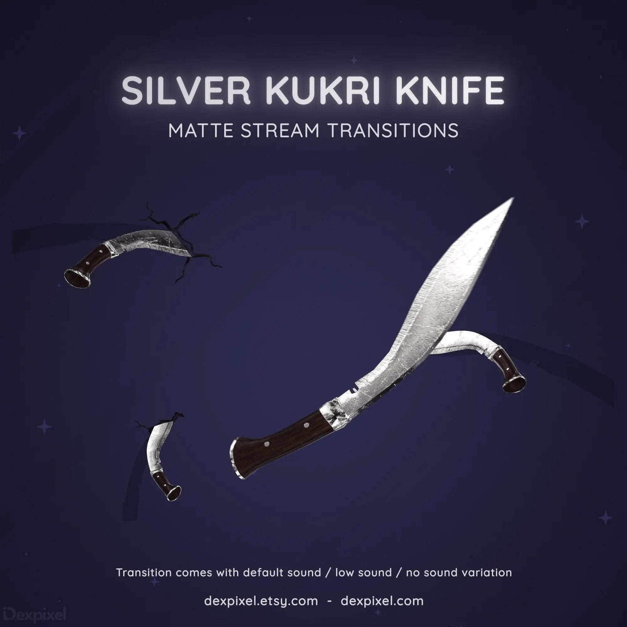 Silver Grey Kukri Ninja OBS Matte Stream Transition | Dexpixel