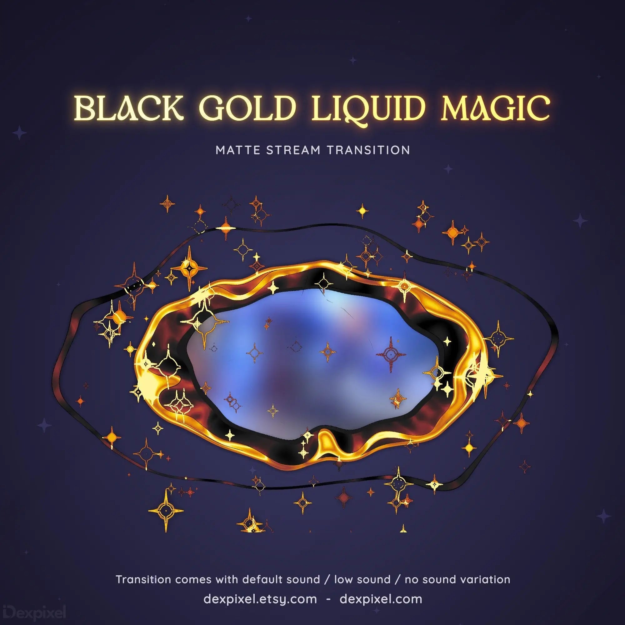 Black Gold Liquid Magic Matte Stream Transition | Twitch & OBS | Dexpixel