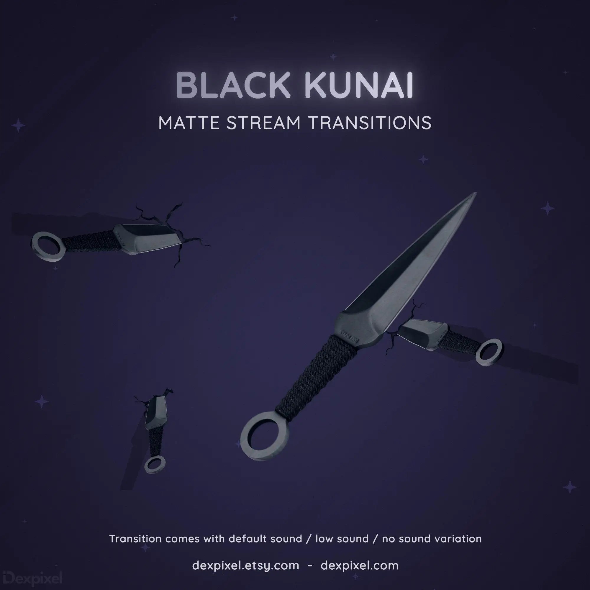 Black Kunai Ninja Matte Stream Transition | Dexpixel