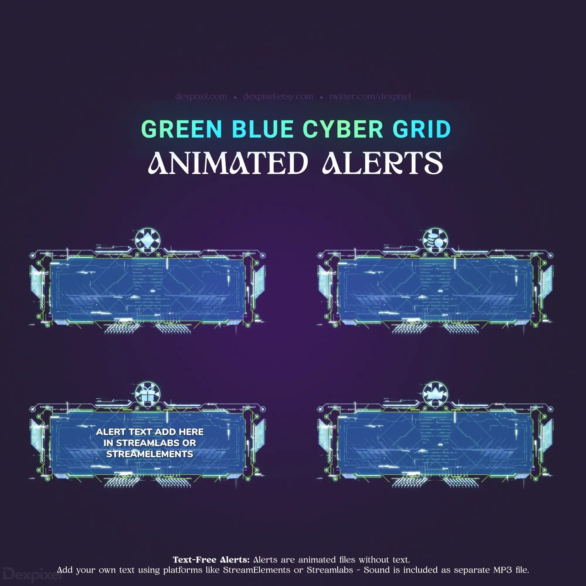 Animated Stream Alerts: Blue Cyberpunk Alerts for Follower, Sub & Tip ...