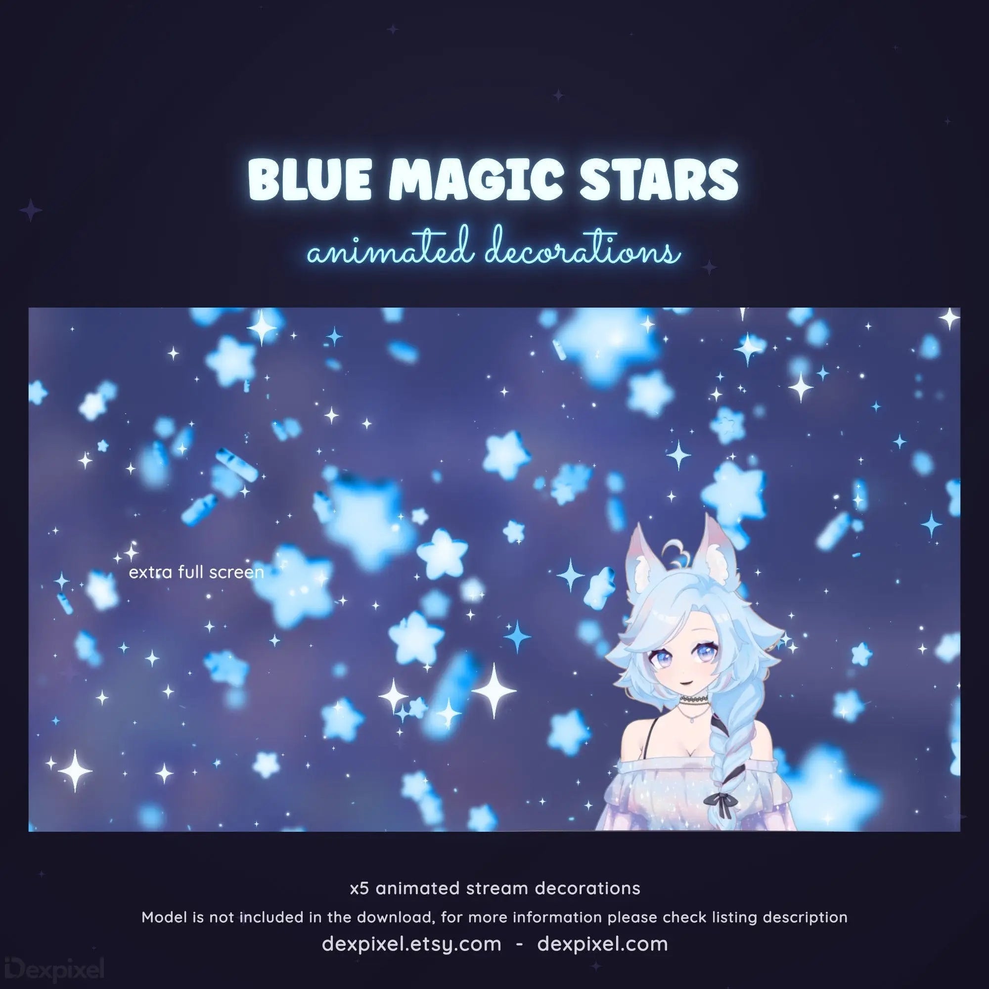 Blue Stars Animated Stream Decorations | Floating Particles for VTubers ...