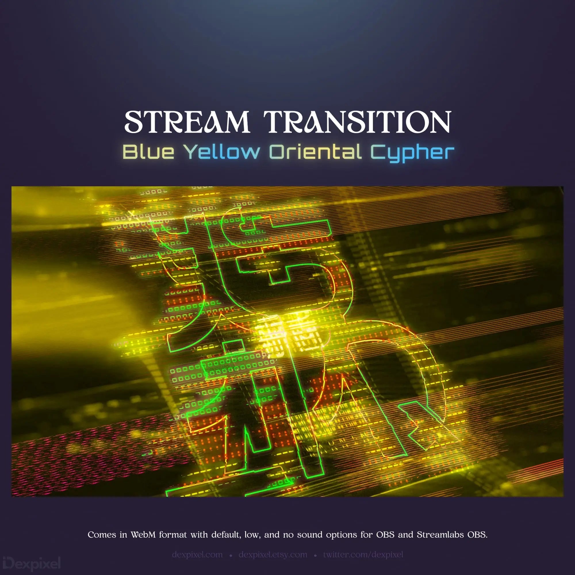 Blue Oriental Glitch Cypher Stream Transition | Futuristic OBS Effects ...