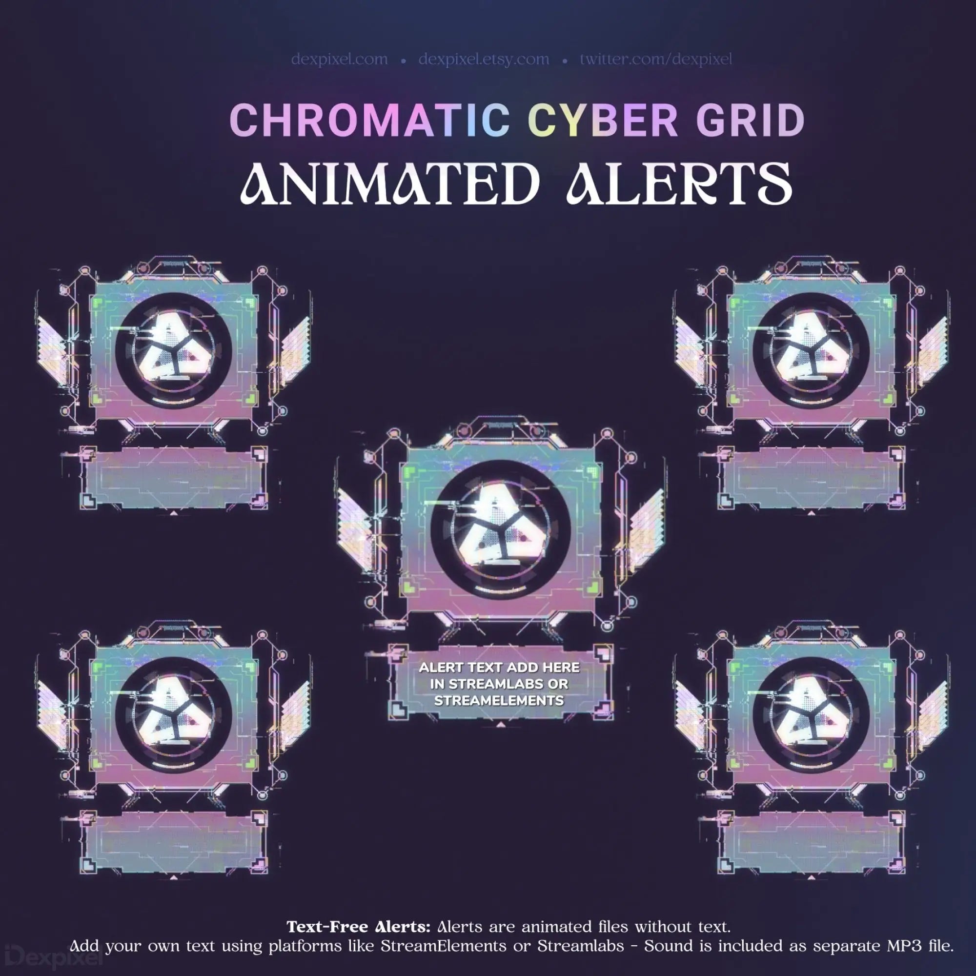 Chromatic Cyber Grid Animated Alerts | Futuristic Stream Alerts | Dexpixel