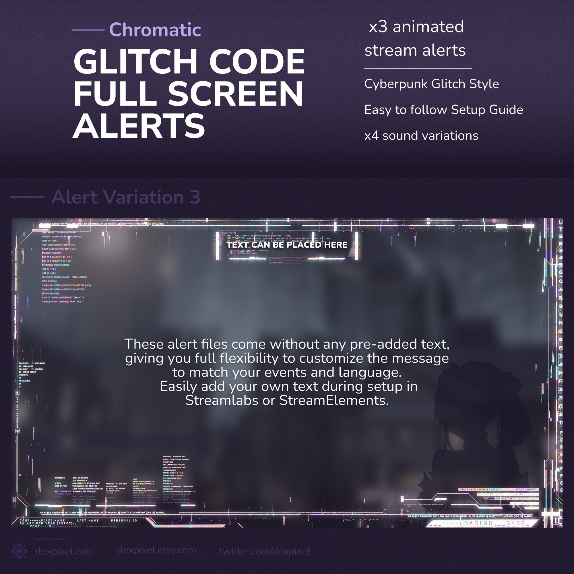 Animated Stream Alerts Glitch Code Full Screen Cyberpunk Alerts for ...