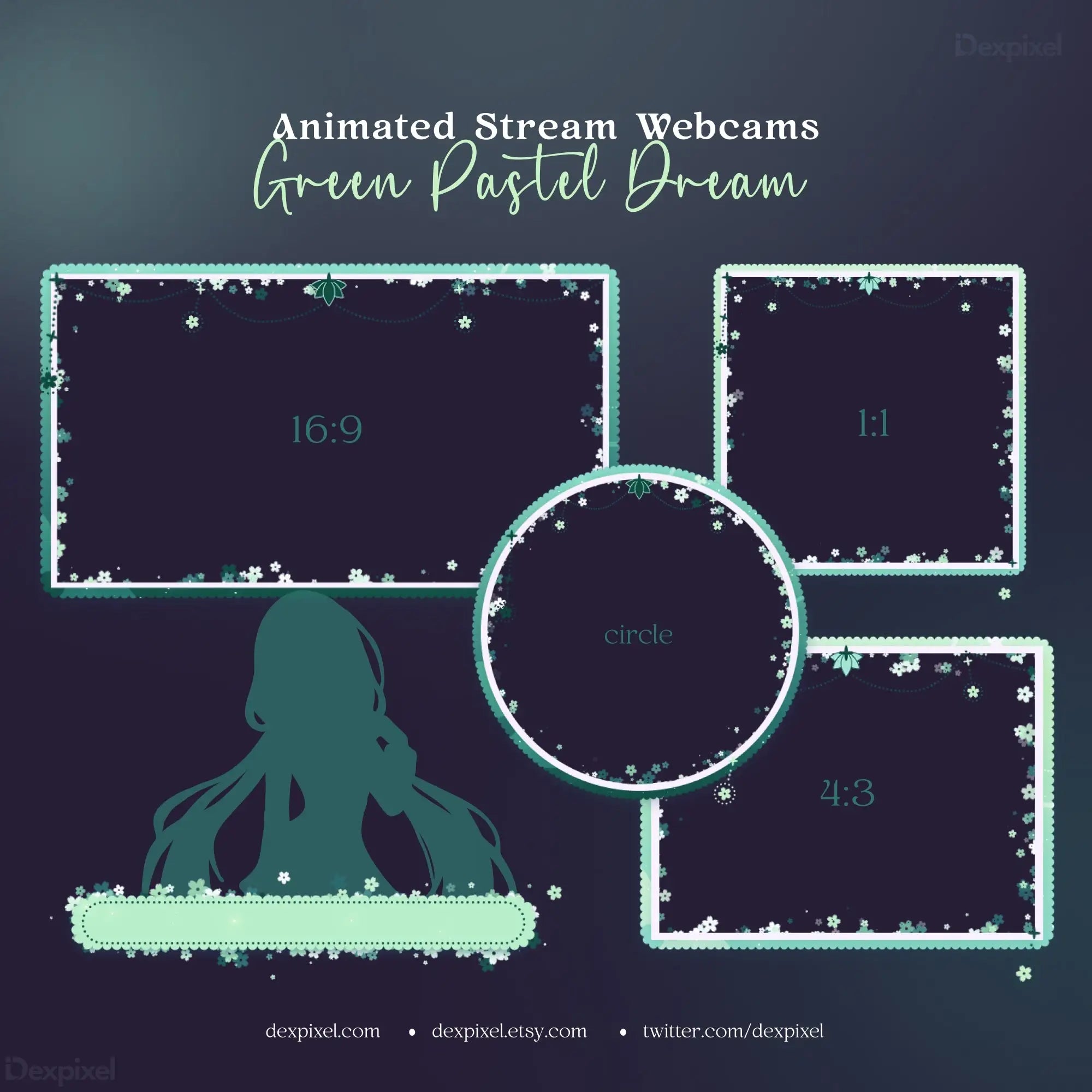 Green Animated Floral Celestial Webcam Overlay | Twitch Pastel Webcam ...
