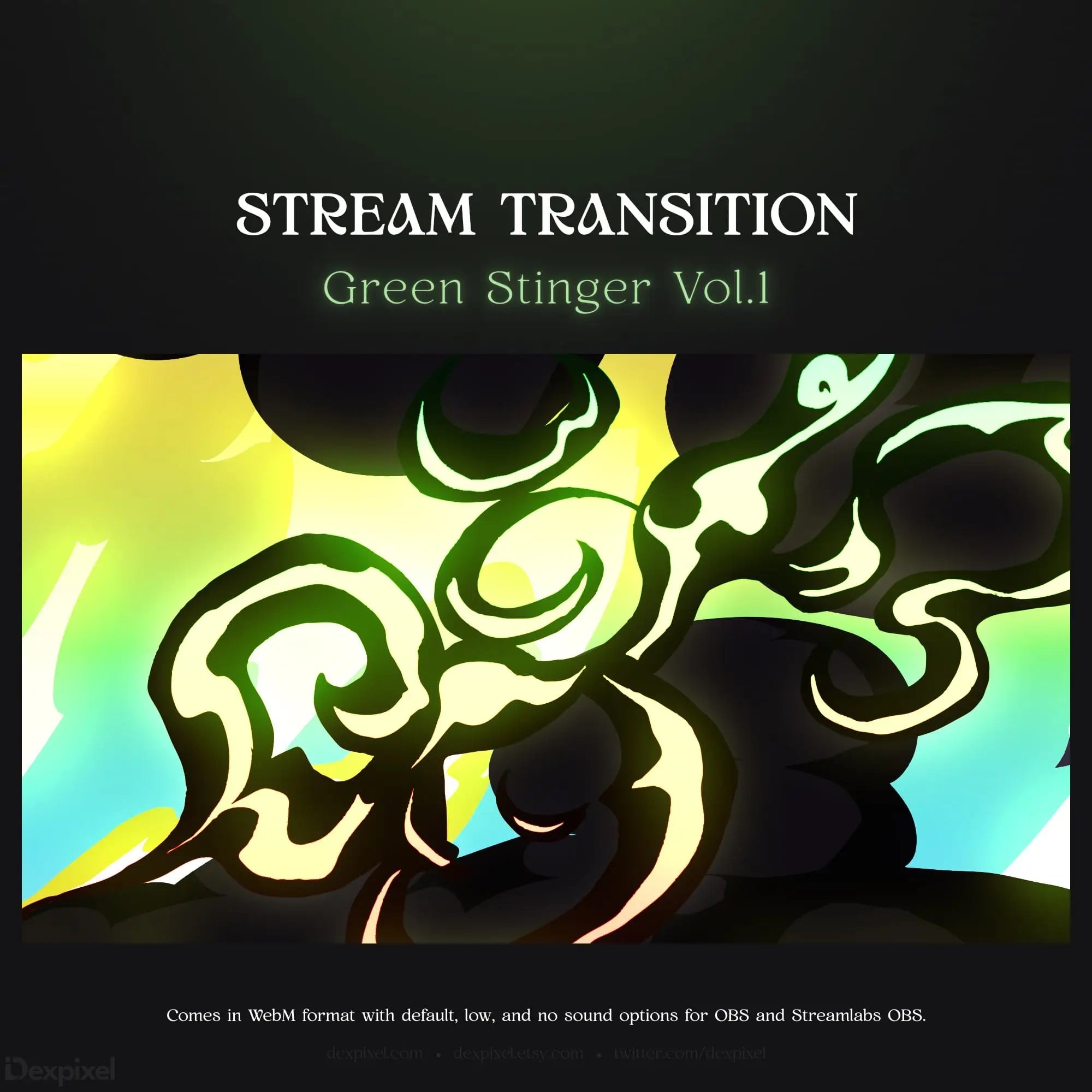 Green Toxin Fire Flame Cast | Cartoon OBS Stream Transition | Dexpixel