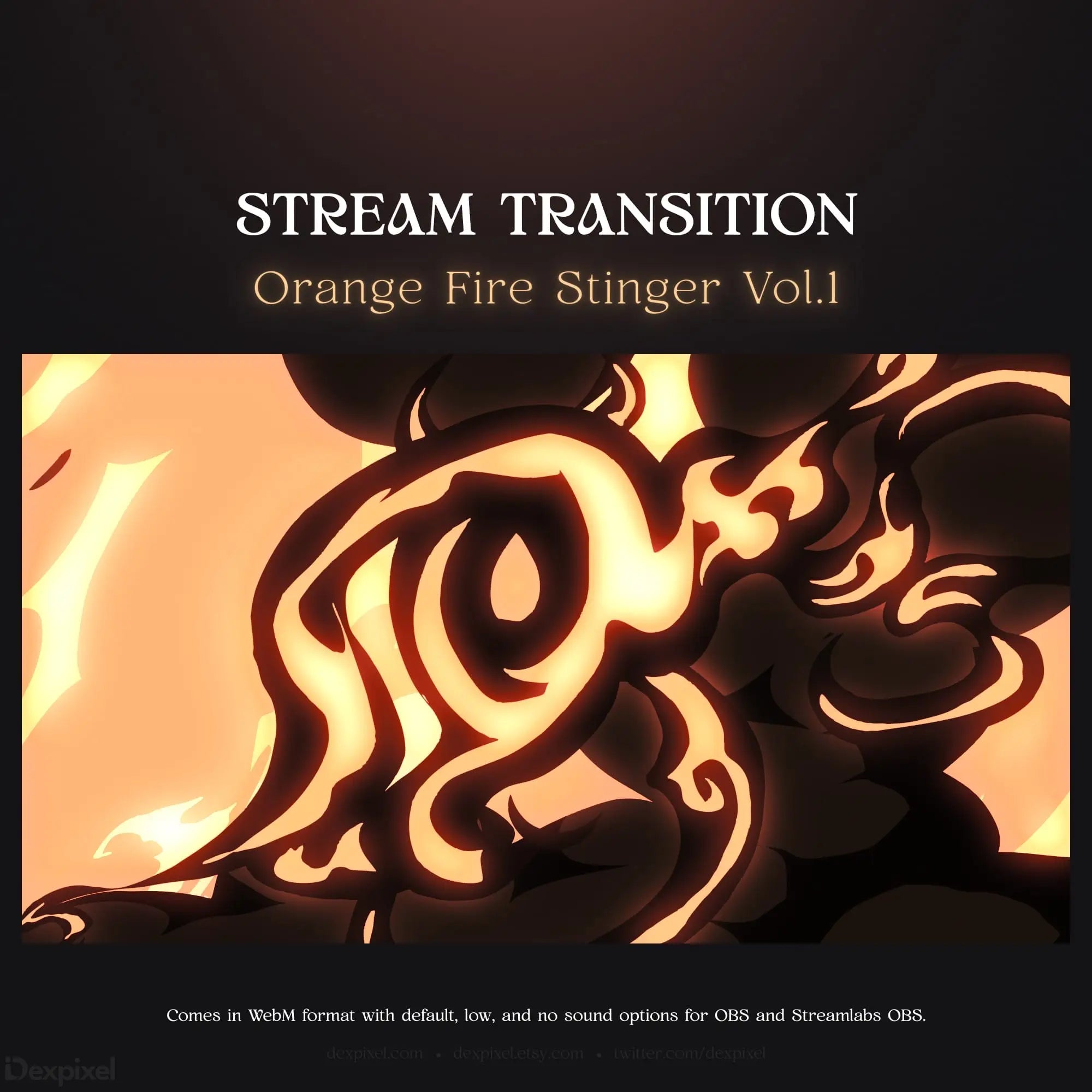 Orange Fire Flame Cast | Cartoon OBS Stream Transition | Dexpixel