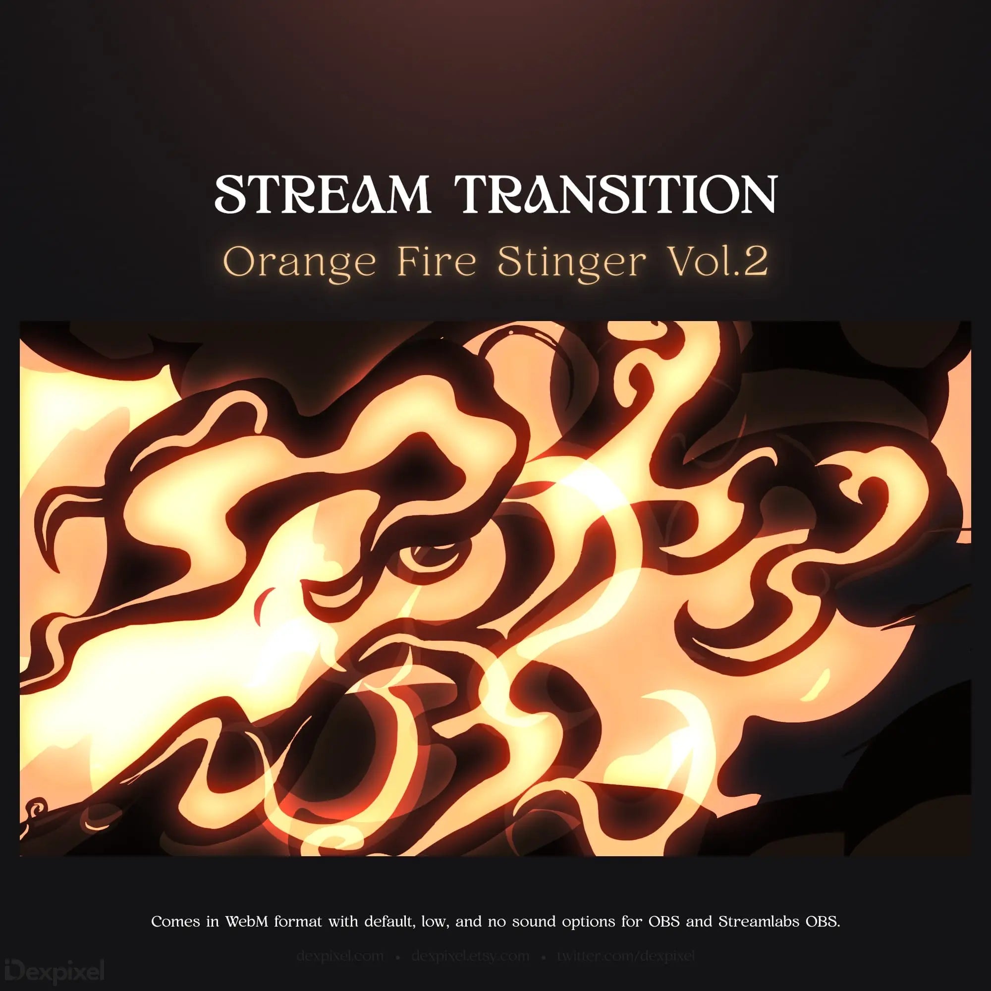 Orange Fire Flame Cast | Cartoon OBS Stream Transition | Dexpixel