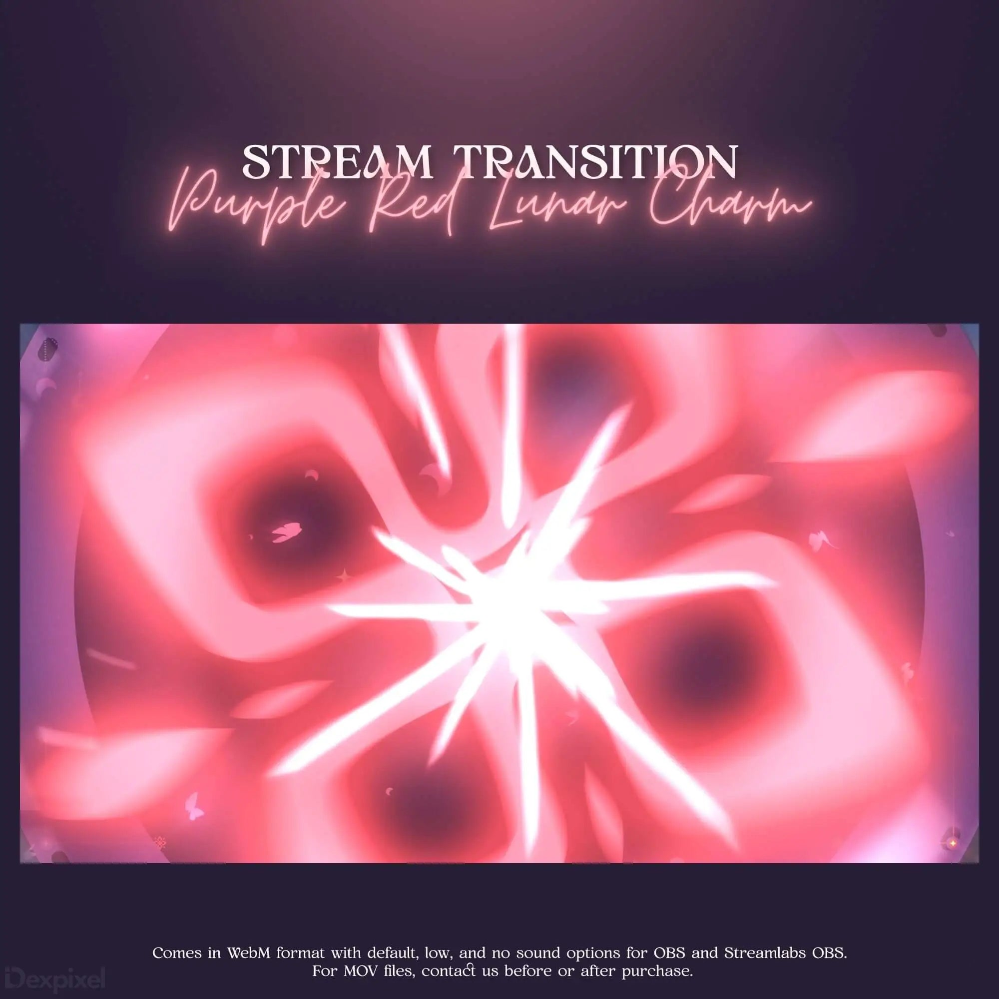 Pastel Purple Red Lunar Charm Stream Transition | Dexpixel