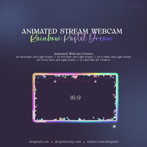 Rainbow Animated Floral Celestial Webcam Overlay | Twitch Pastel Webcam ...