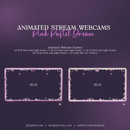 Pink Floral Celestial Magic Webcam Overlay | Pastel Vtuber Design ...