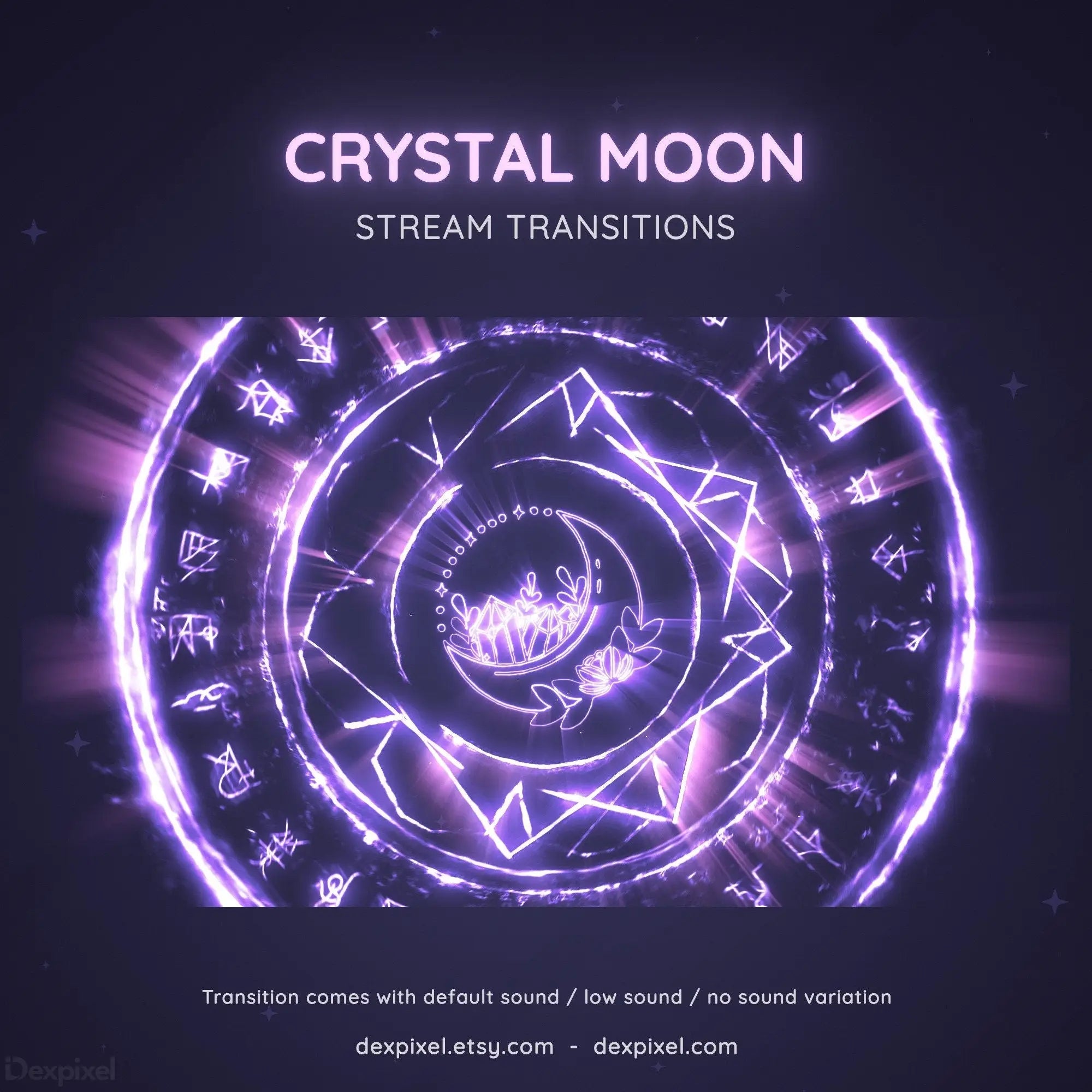 Purple Crystal Moon Stream Transition | Celestial VTuber Stinger | Dexpixel