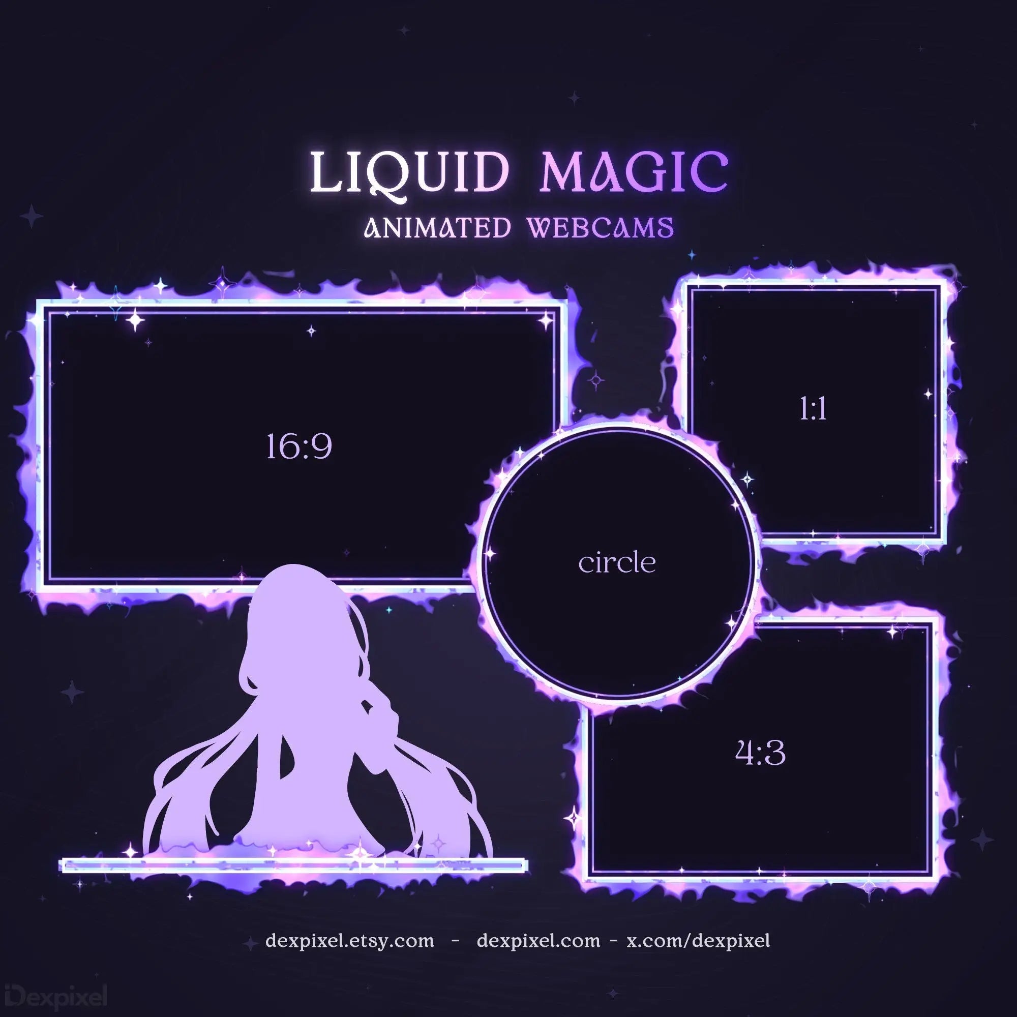 Purple Liquid Magic Webcam Overlay | Pastel Stream Overlay | Dexpixel