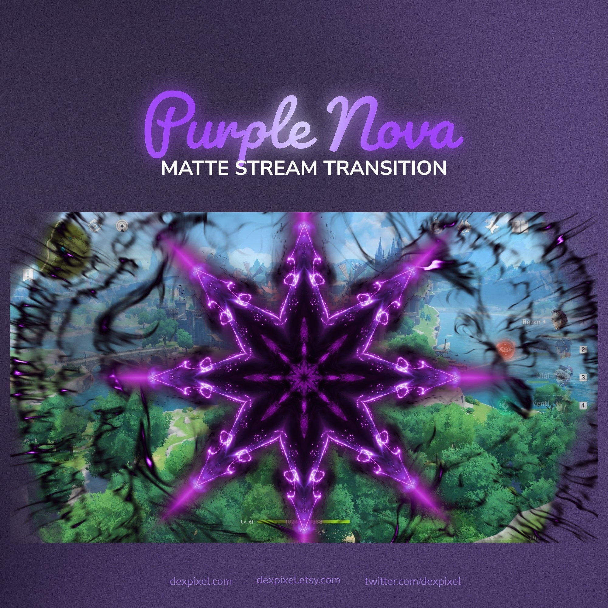 Purple Black Nova Transition | Matte Stinger for OBS | Dexpixel