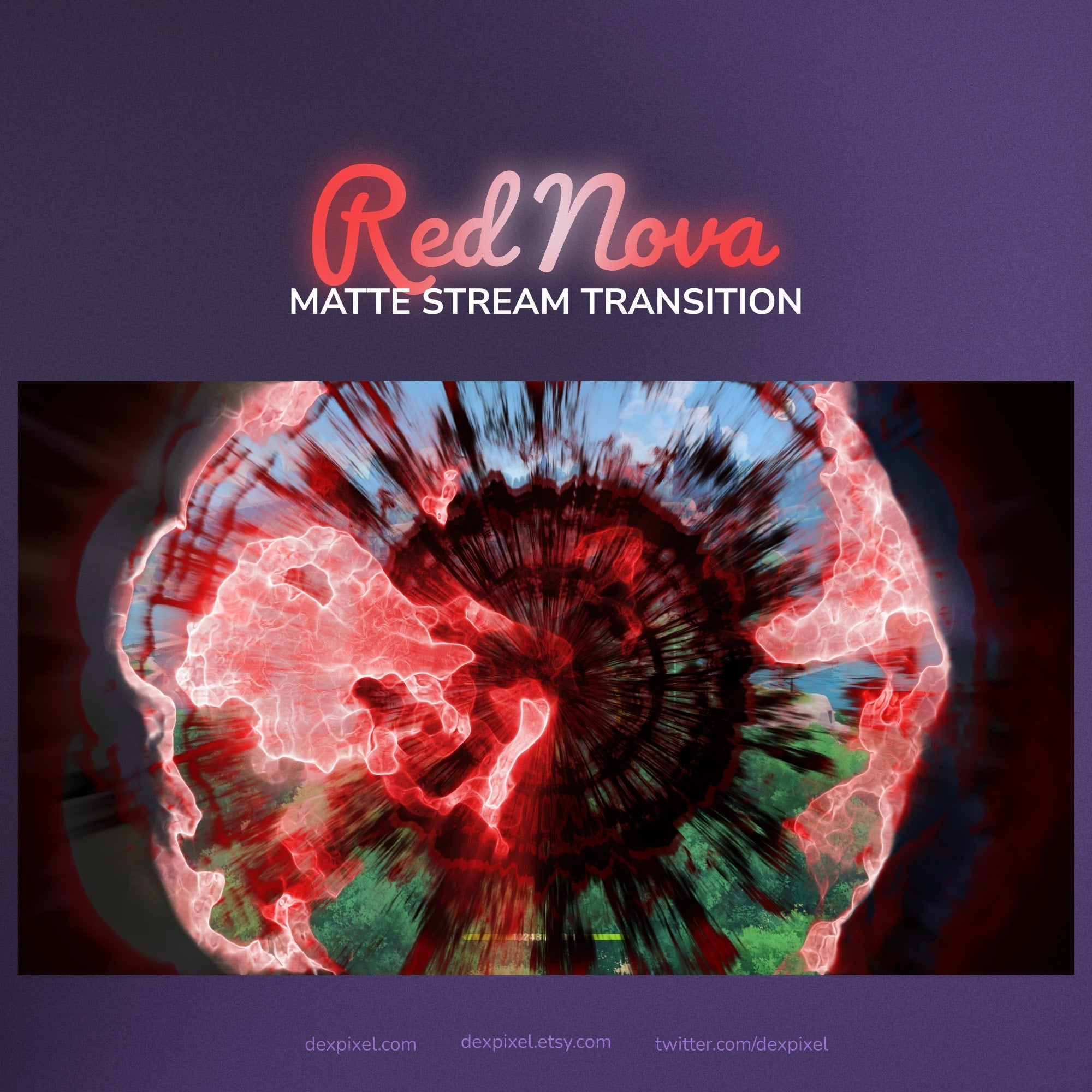 Black Red Nova Stream Transition | Matte Scene Stinger for OBS | Dexpixel