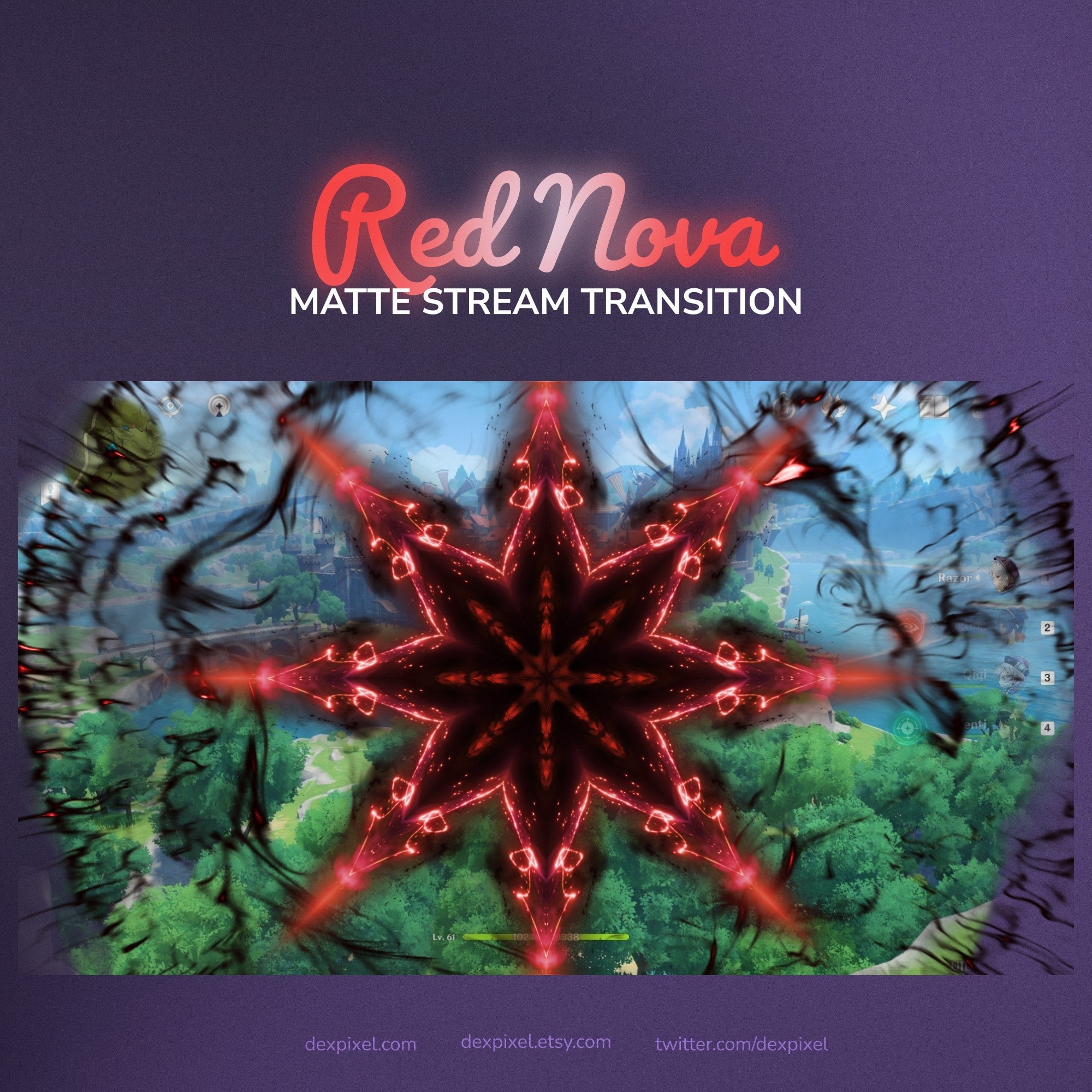 Black Red Nova Stream Transition | Matte Scene Stinger for OBS | Dexpixel