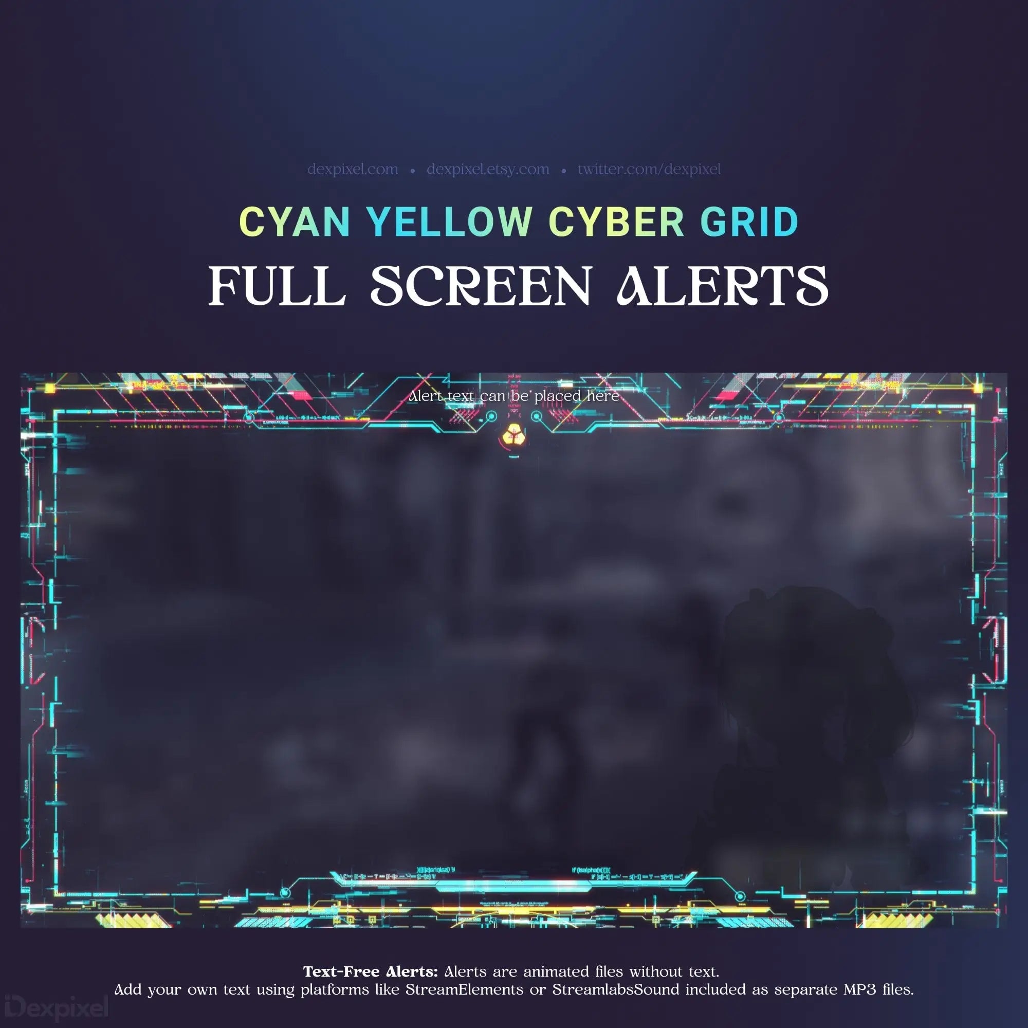 Animated Stream Alerts: Yellow Full Screen Cyberpunk Alerts for ...